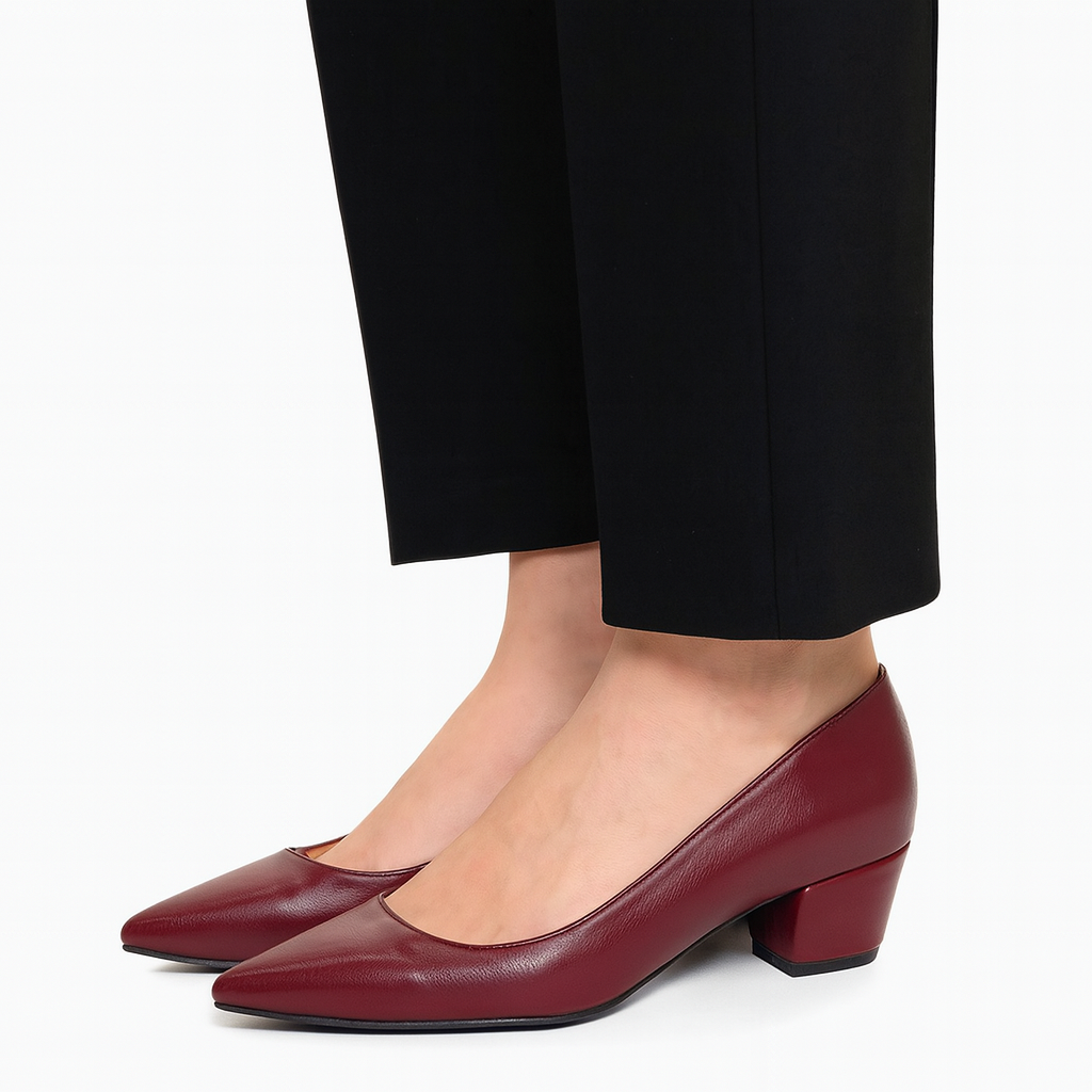 Burgundy 5cm block heels – SEZAM